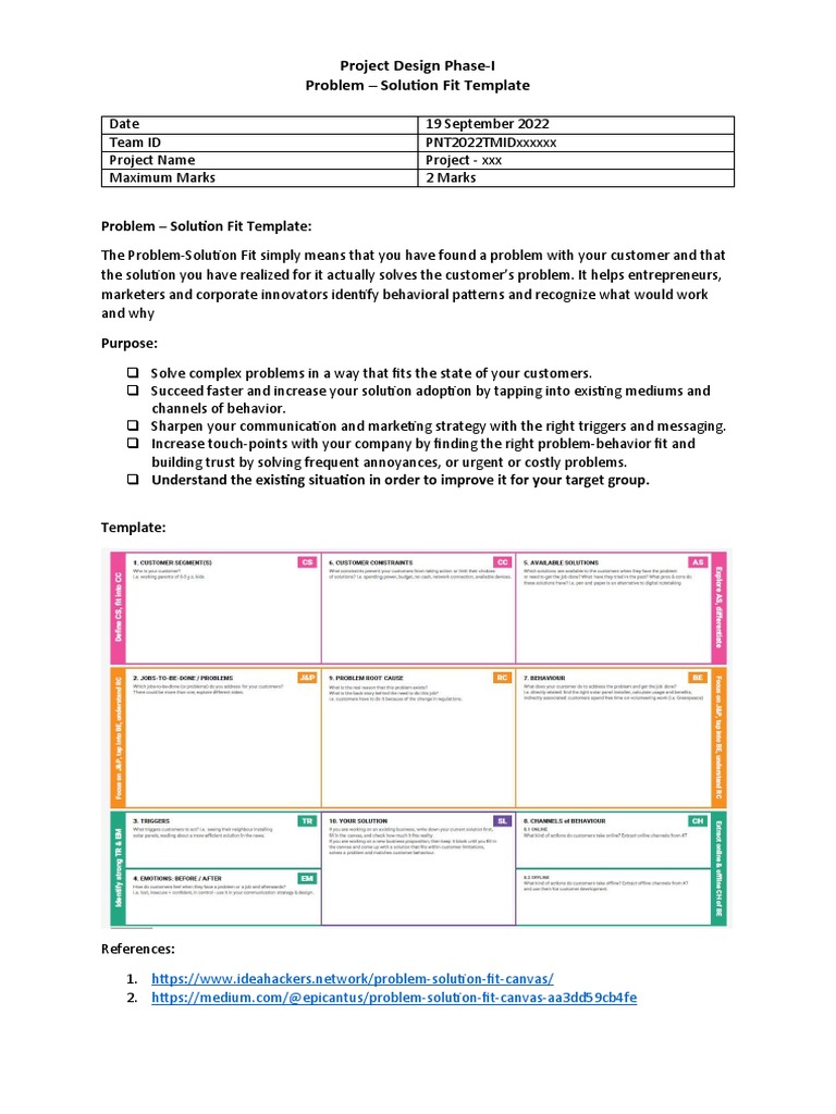 Problem Solution Fit Template V1 Pdf