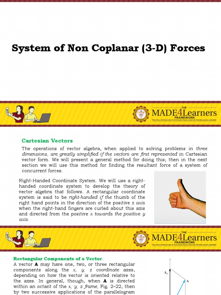 Non Coplanar Forces in 3D Systems | PDF | Euclidean Vector | Cartesian ...