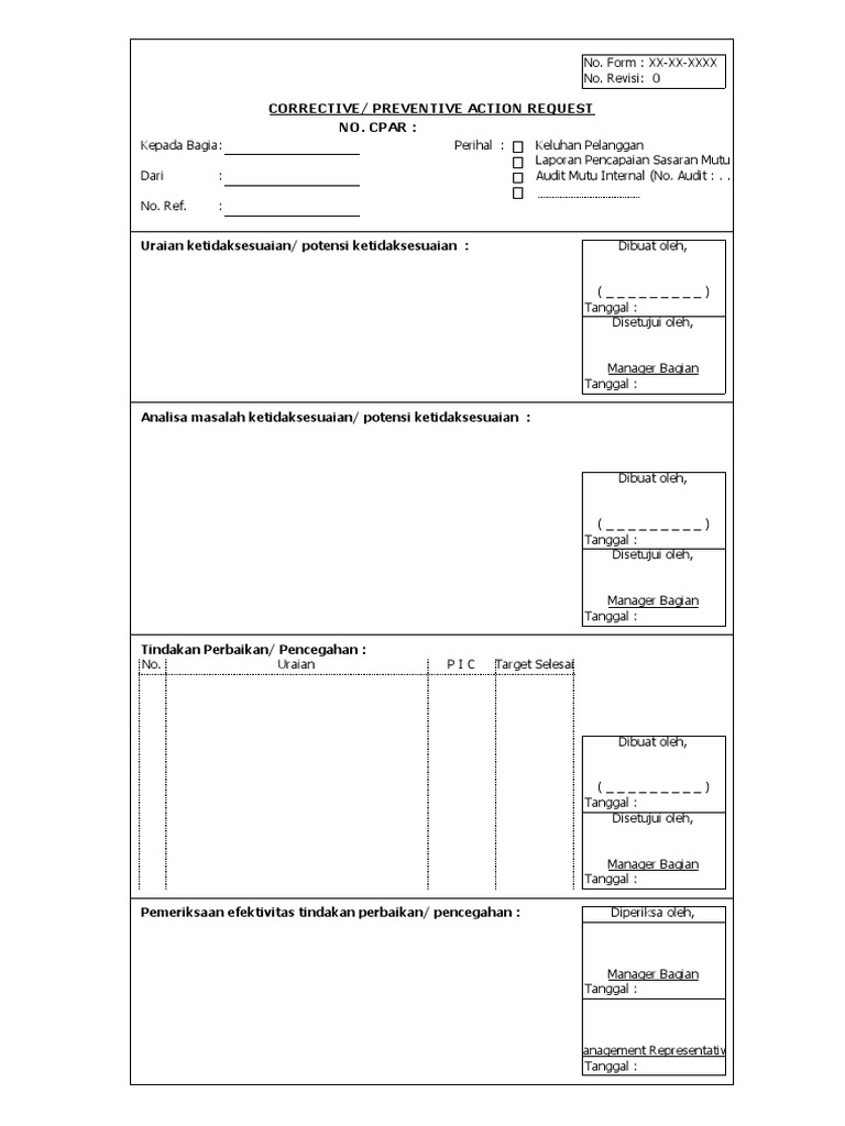 Contoh Form CPAR | PDF