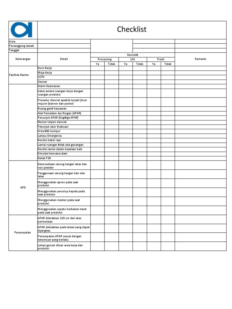K3 Checklist GA | PDF