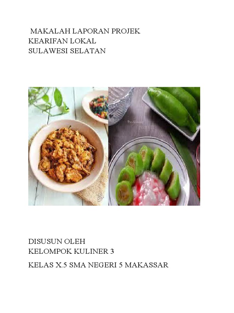 Makalah Laporan Projek Kearifan Lokal | PDF | Memasak, Makanan, & Anggur Makalah Laporan Projek Kearifan Lokal | PDF | Memasak, Makanan, & Anggur