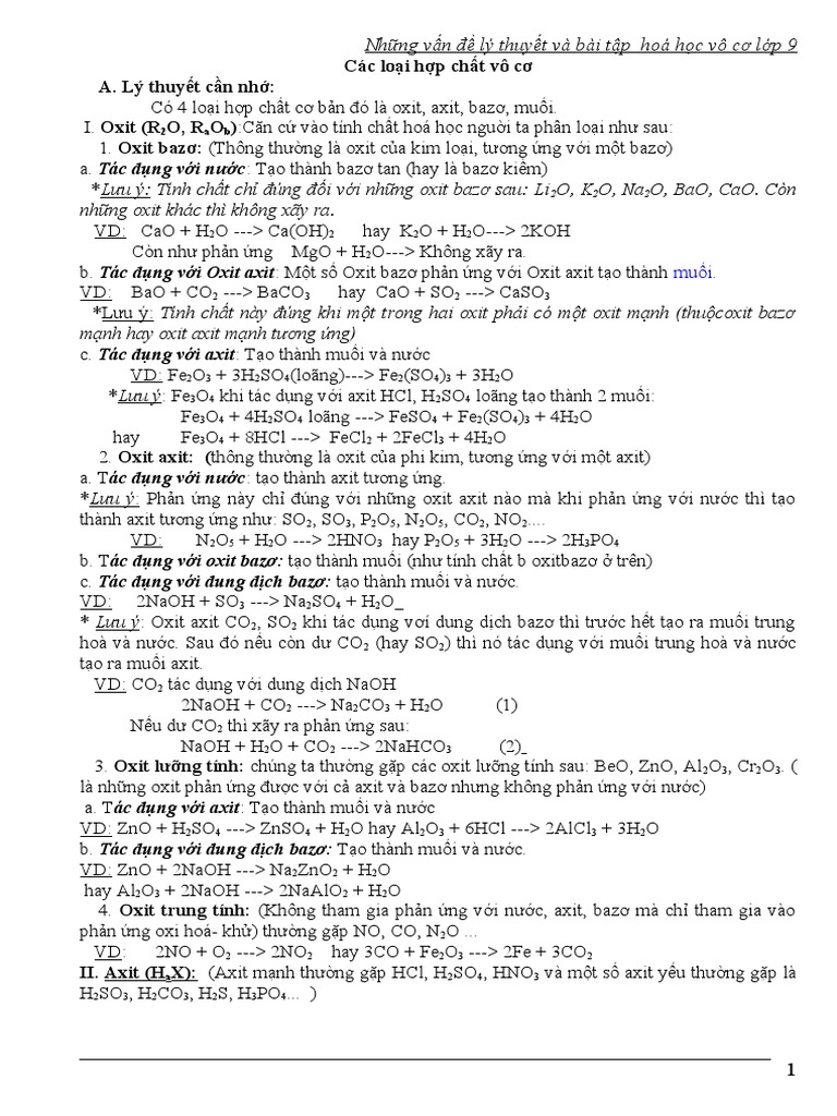 10 Dang Toan Hoa Hoc Vo Co Lop 9 | PDF