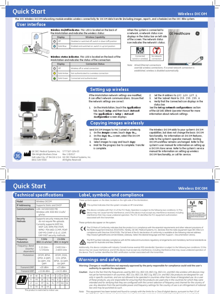 Quick Start Wireless DICOM | PDF | Computer Network | Ieee 802.11