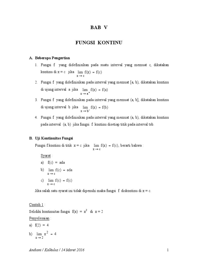 Bab5 Fungsi Kontinu | PDF | Sains & Matematika