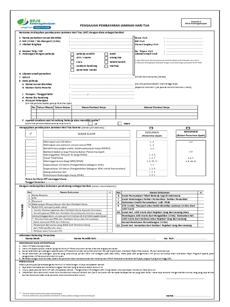 FORMULIR JHT NEW 2022 New1 | PDF