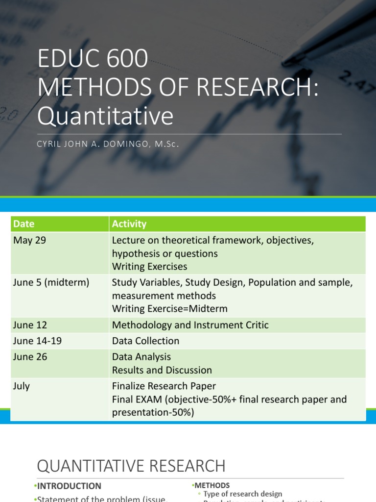 Quantitative METHODS OF RESEARCH - Theoretical Framework | PDF ...