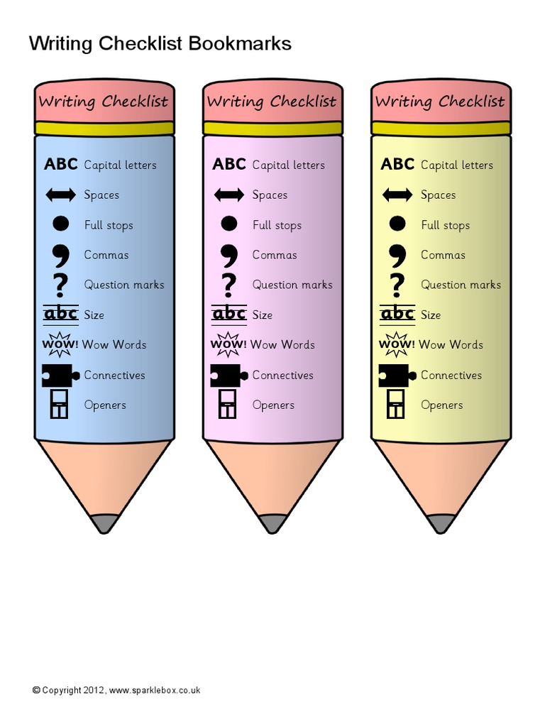 Writing Check List | PDF | Writing | Printing