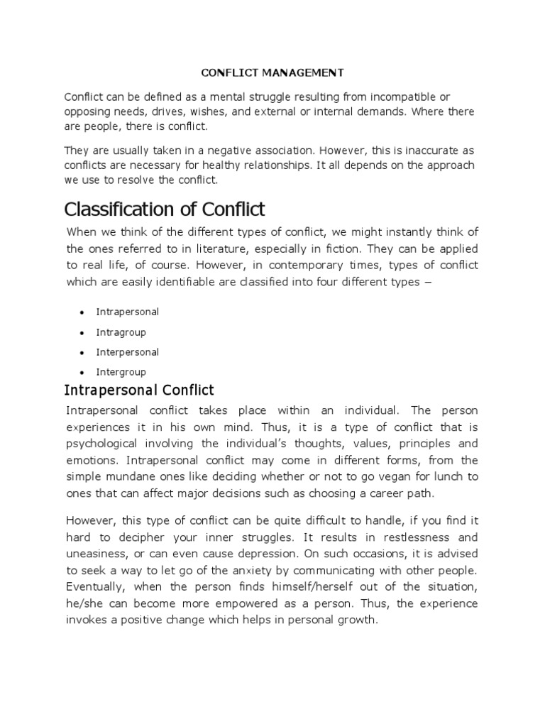 Conflict Notes | PDF | Conflict (Process) | Conflict Resolution