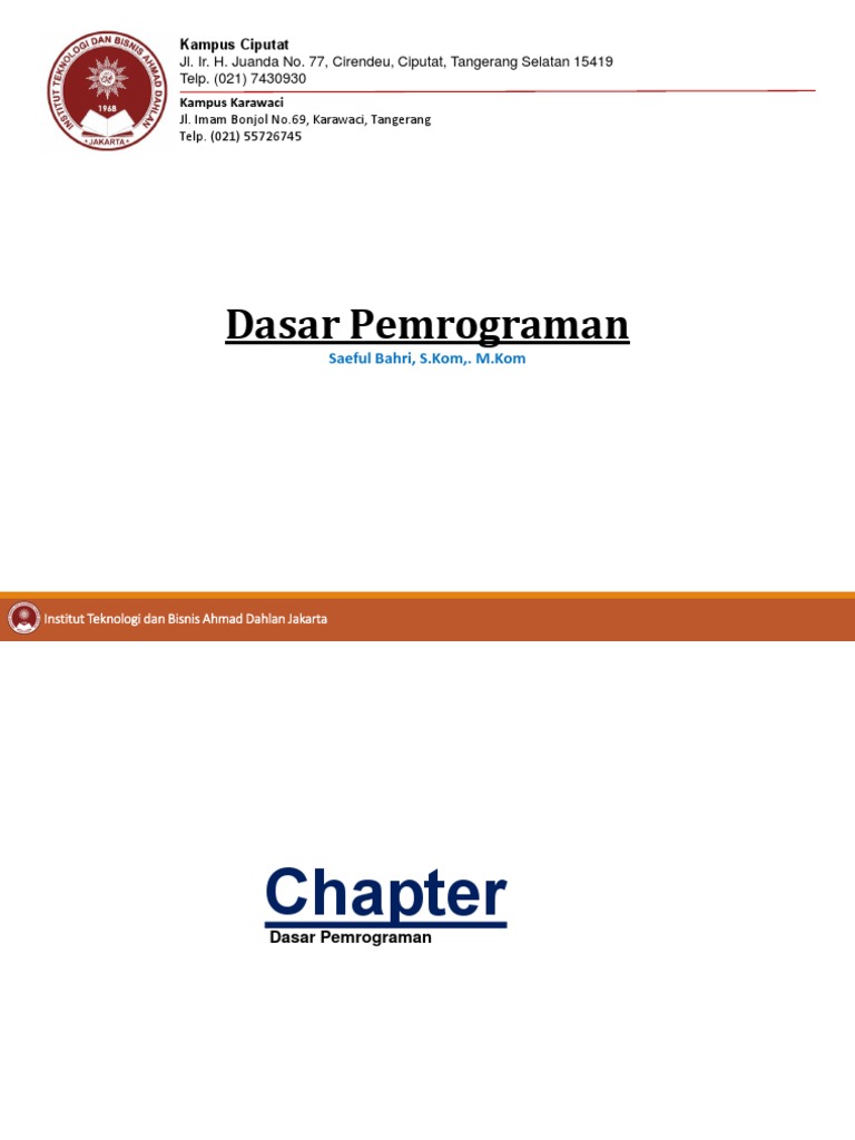 Chapter 2 Dasar Pemrograman | PDF | Teknologi & Rekayasa