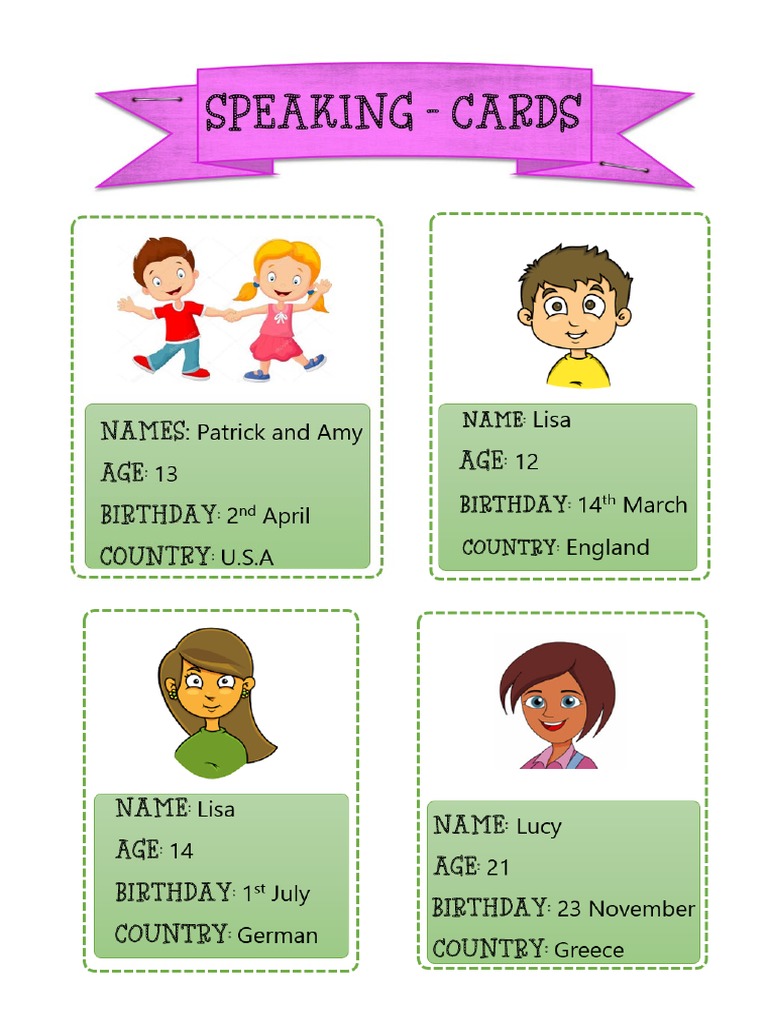 Speaking Card Verb To Be | PDF