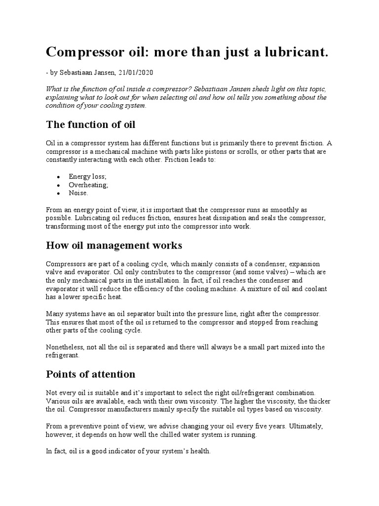 H&H Compressor Oil | PDF | Continuum Mechanics | Heat Transfer