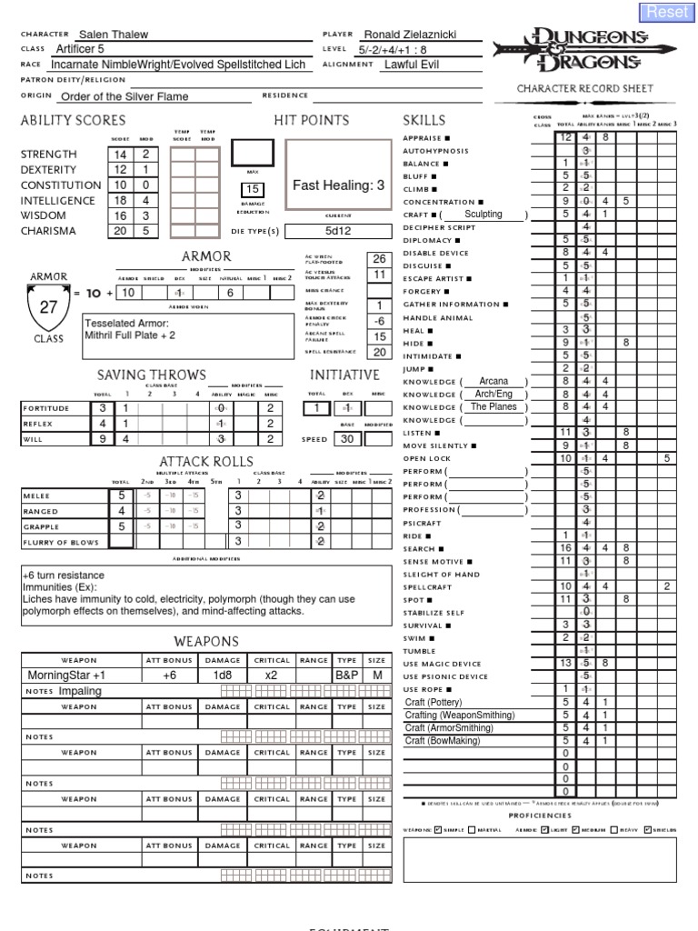 Lich Artificer | PDF | Dungeons & Dragons | Fantasy Role Playing Games