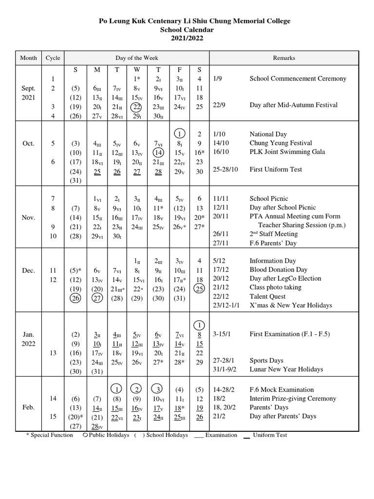 2021 2022 School Calendar (To Students) | PDF | Traditions | Holidays