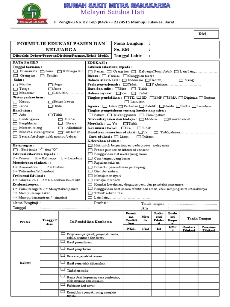 RM 08b. FORMAT EDUKASI PASIEN | PDF