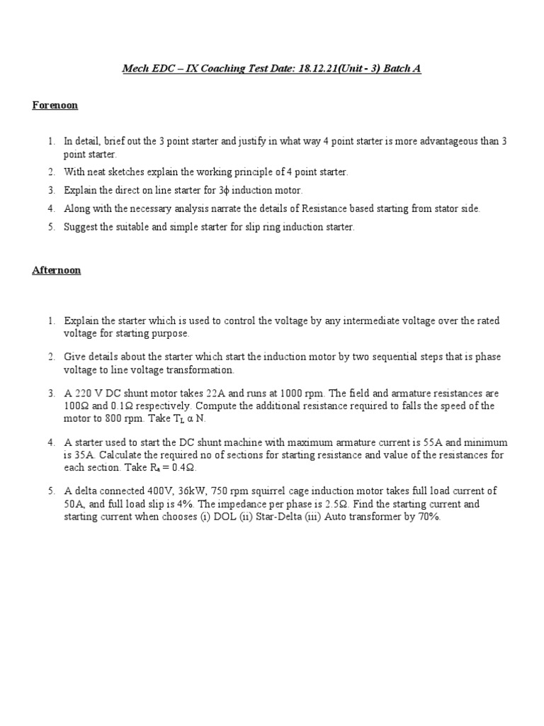 Mech EDC Coaching Test IX On 18.12.21 | PDF | Science & Mathematics