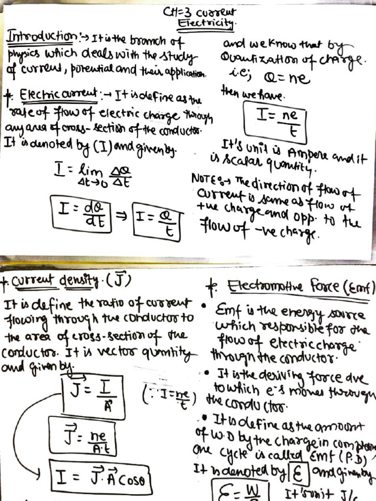 Current Electricity Handwritten | PDF