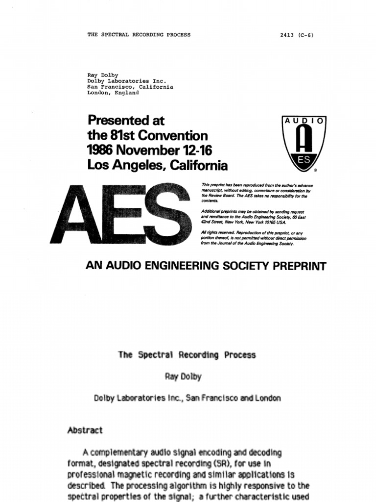The Spectral Recording Process | PDF | Electronic Filter | Information ...