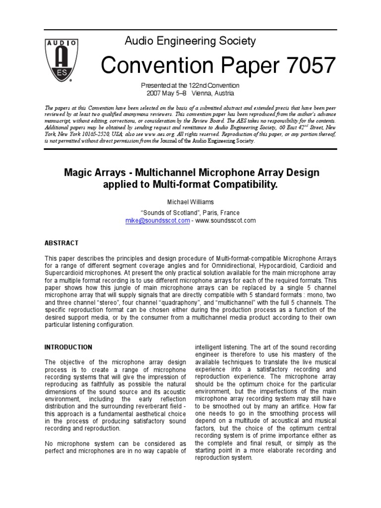 Magic Arrays - Multichannel Microphone Array Design Applied To ...
