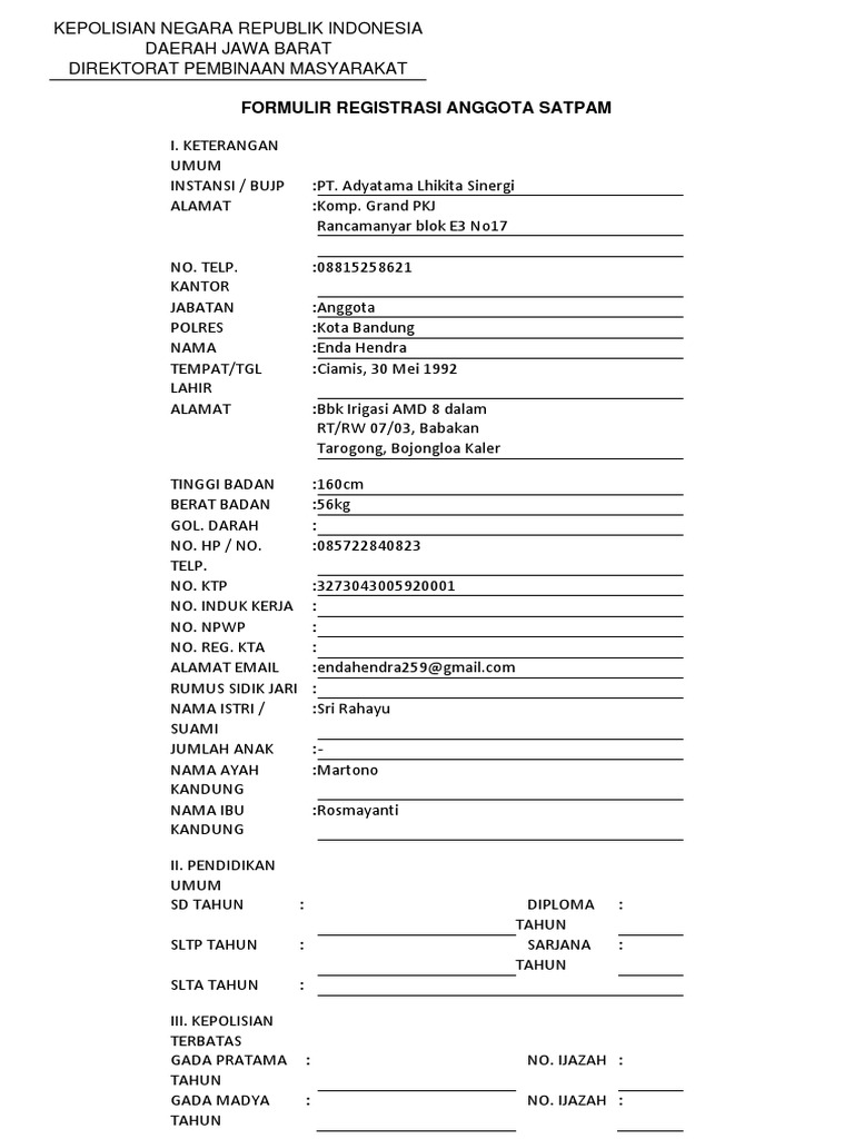 Formulir Registrasi Baru-1 | PDF