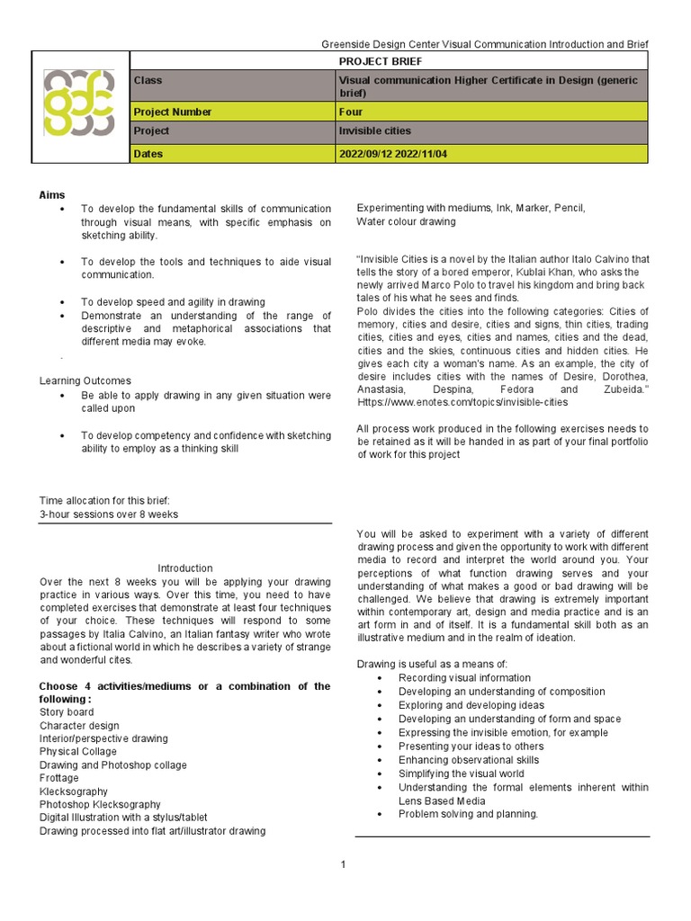 Invisible Cities Project Brief | PDF | Drawing