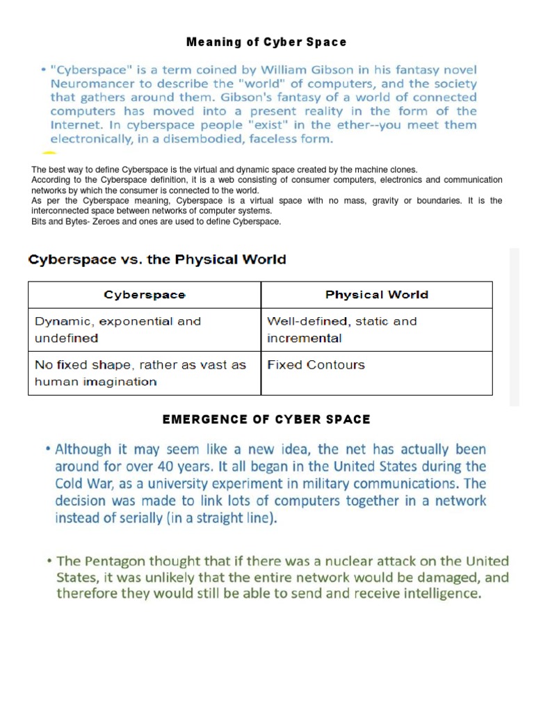 Unit - 1 Emergence of Cyber Space | PDF