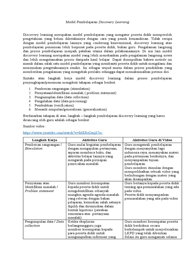 Model Pembelajaran Discovery Learning | PDF