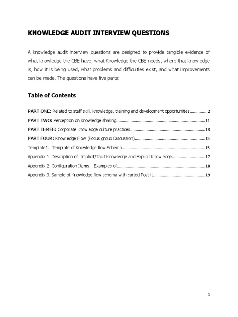 1-Knowledge Audit Interview Questions Dec 2021 Revised | PDF | Building ...