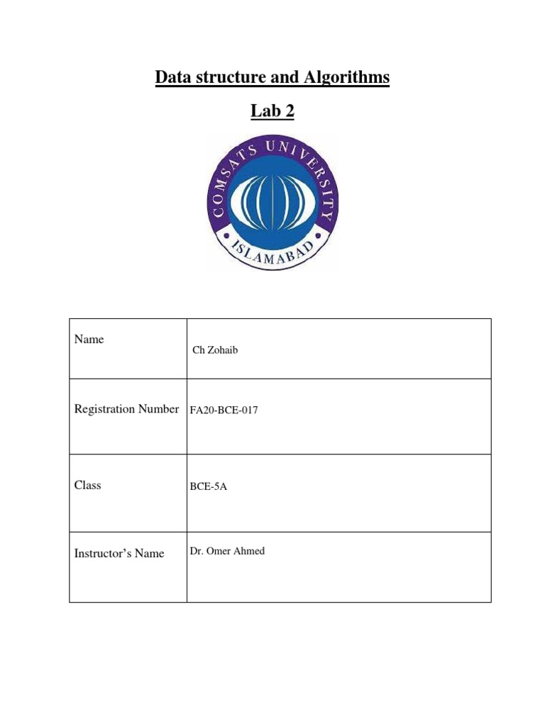 Data Structure and Algorithum LAB 02 | PDF | Pointer (Computer ...