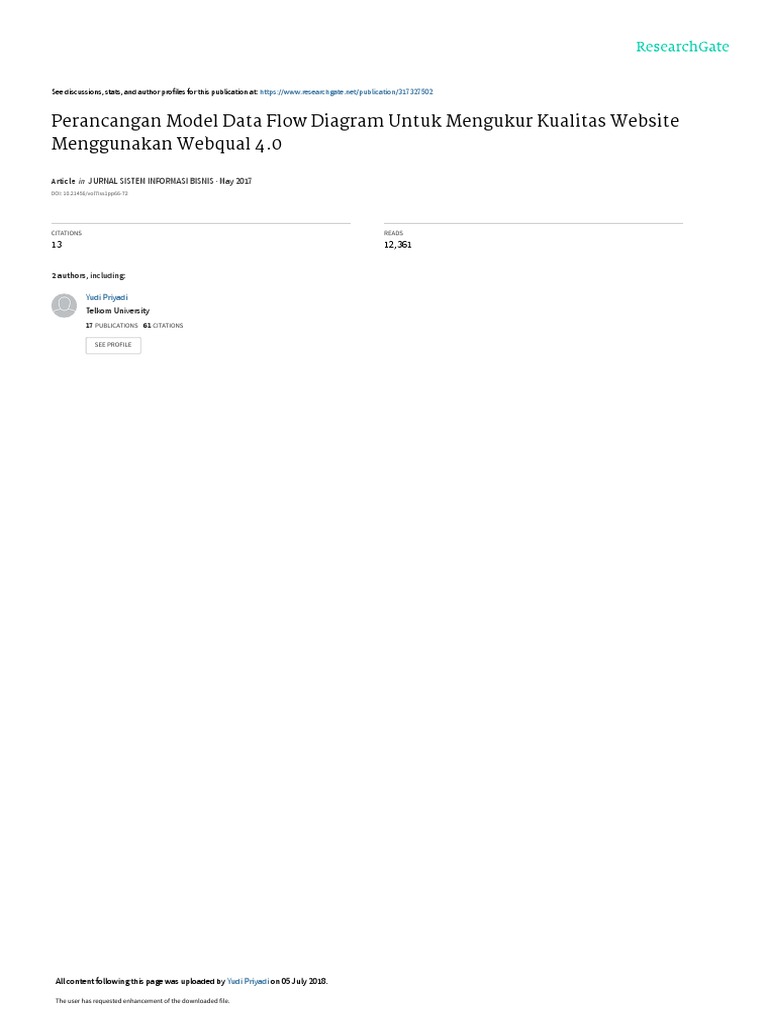 Perancangan Model Data Flow Diagram Untuk Mengukur Kualitas Website Menggunakan Webqual 4.0 ...