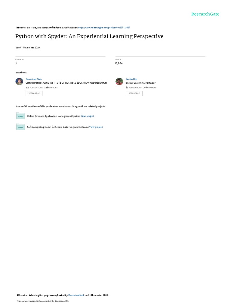 Pythonwith Spyder An Experiential Learning Perspective | PDF | Variable (Computer Science ...