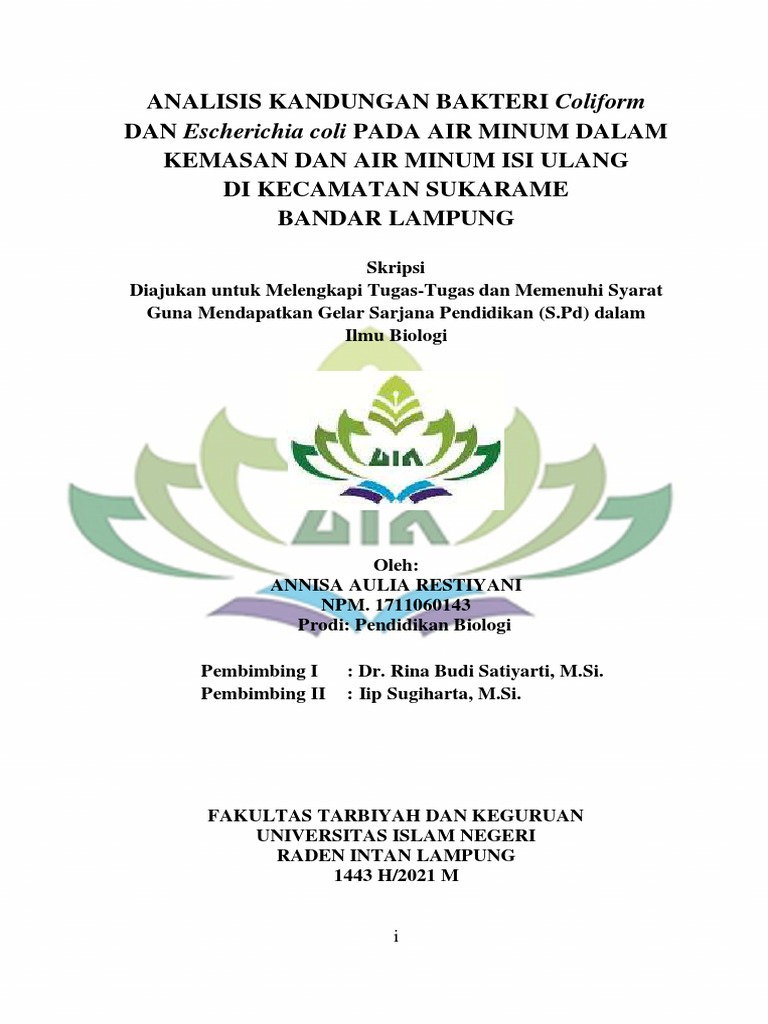 Analisis Kandungan Bakteri Coliform Dan E-Coli | PDF