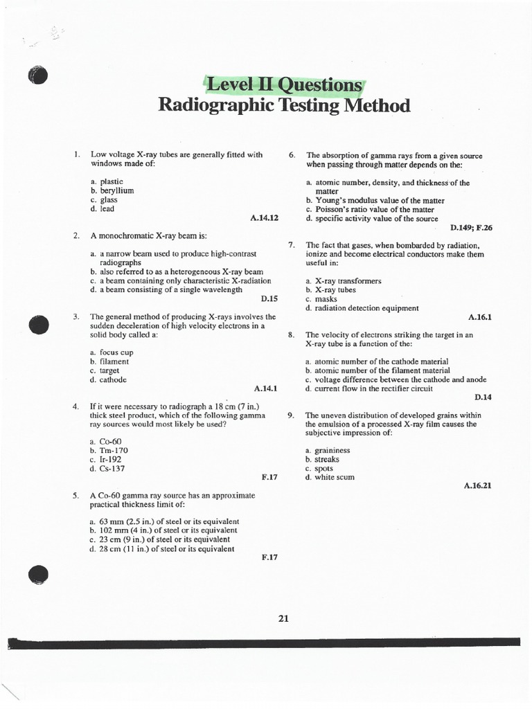 RT Level II | PDF | Radiography | X Ray