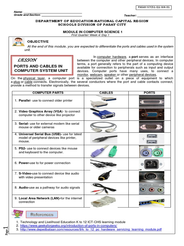 Baya Q1 W4 D1 Ports Cable | PDF | Usb | Electrical Connector