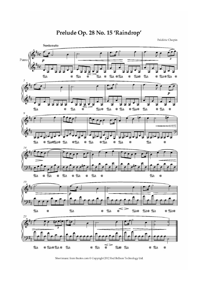 Chopin - Raindrop Prelude Op. 28 No. 15 Sheet Music For Piano | PDF