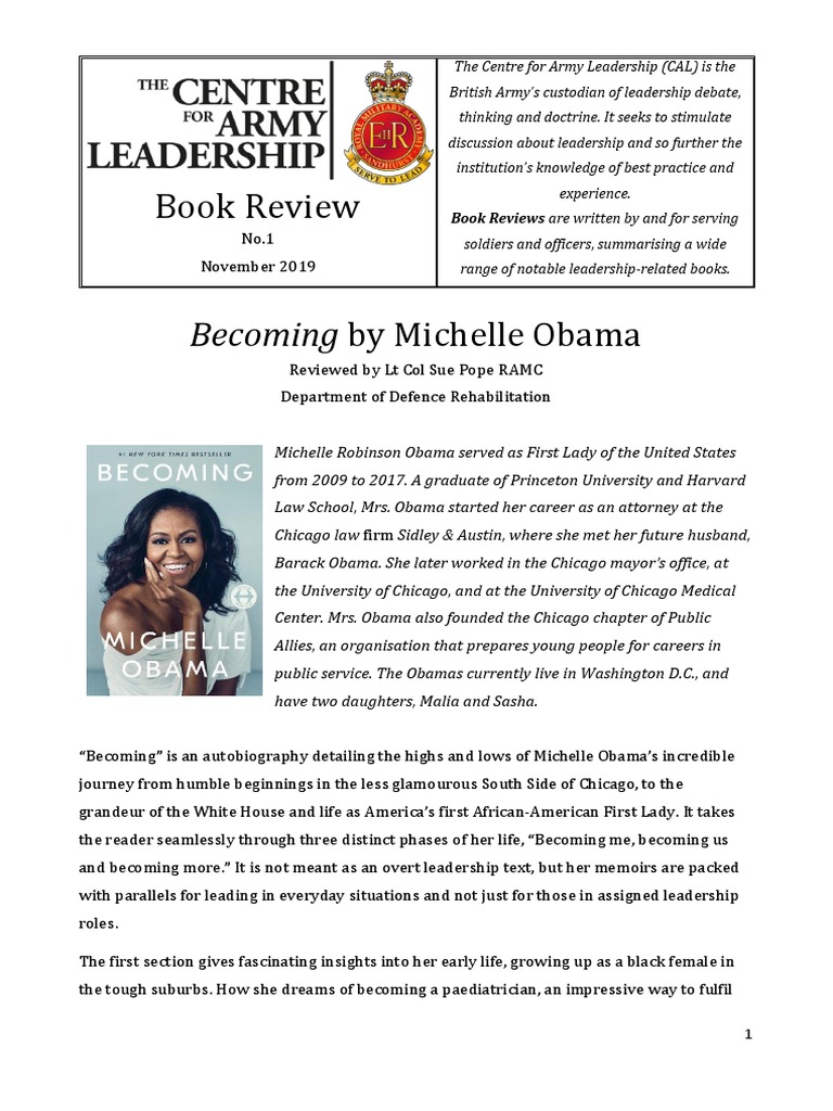 Book Review No1 Becoming Michelle Obama | PDF | Michelle Obama