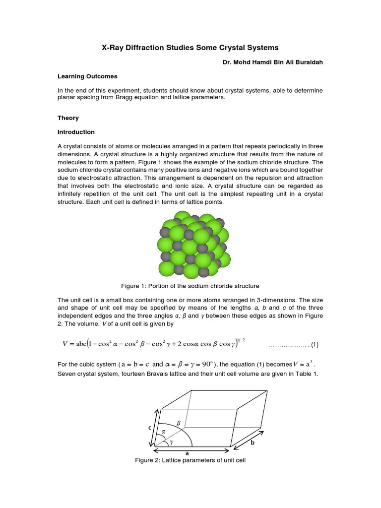 Revised XRD Experiment Manual | PDF | Crystal Structure | X Ray ...