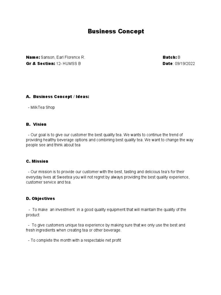 Business Concept | PDF | Finance & Money Management