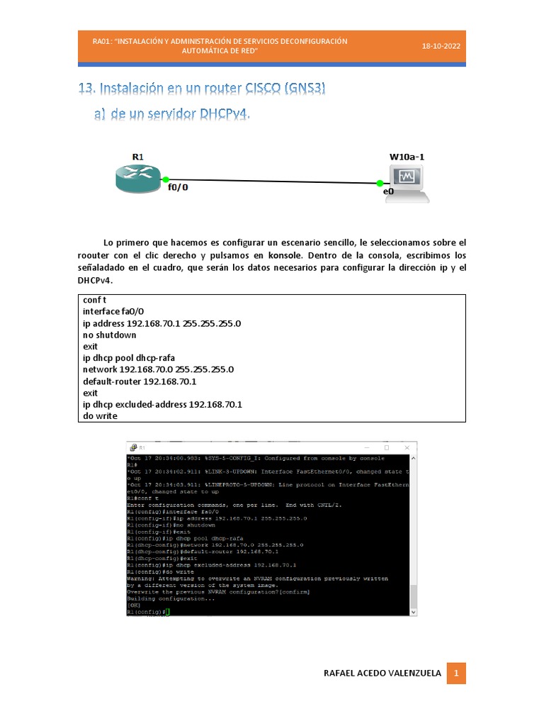 Actividad13. Instalación en Un Router CISCO | PDF | Dirección IP ...