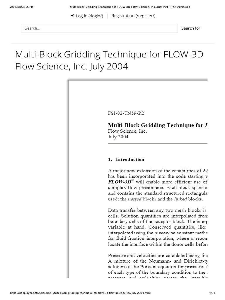 Multi-Block Gridding Technique For FLOW-3D Flow Science, Inc. July PDF | PDF | Computational ...