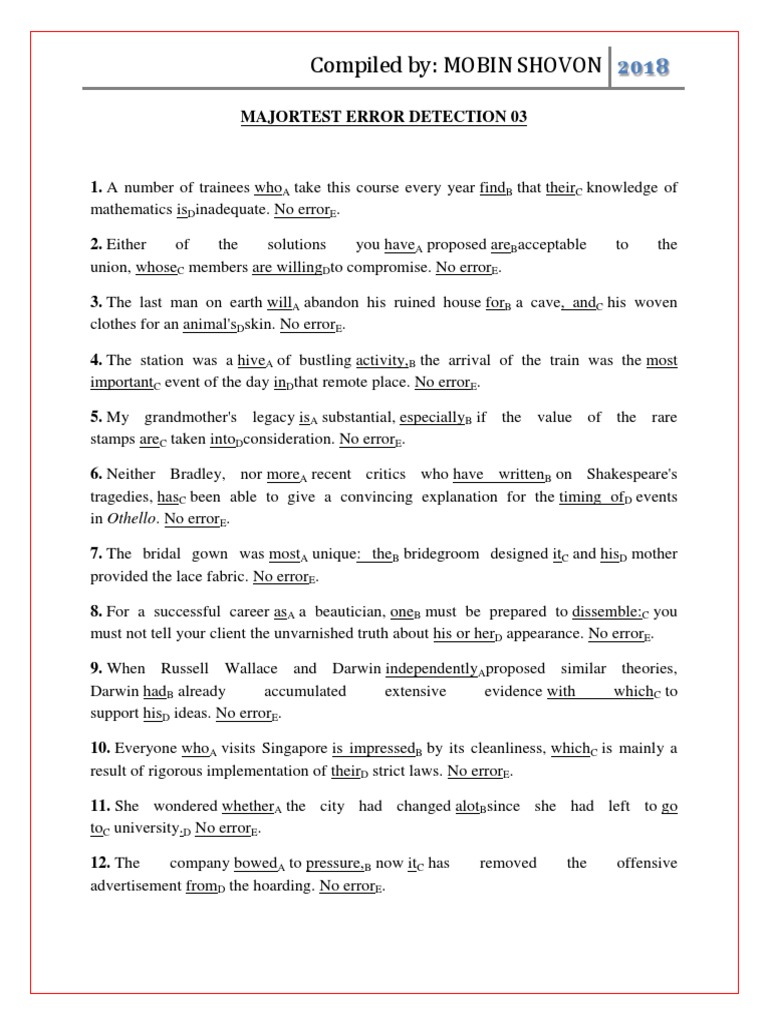 English Error Detection Guide | PDF