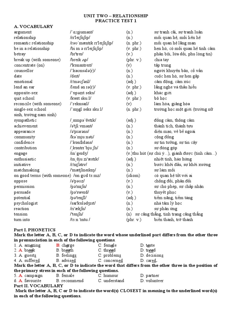 Unit 2 - Practice 1 | PDF