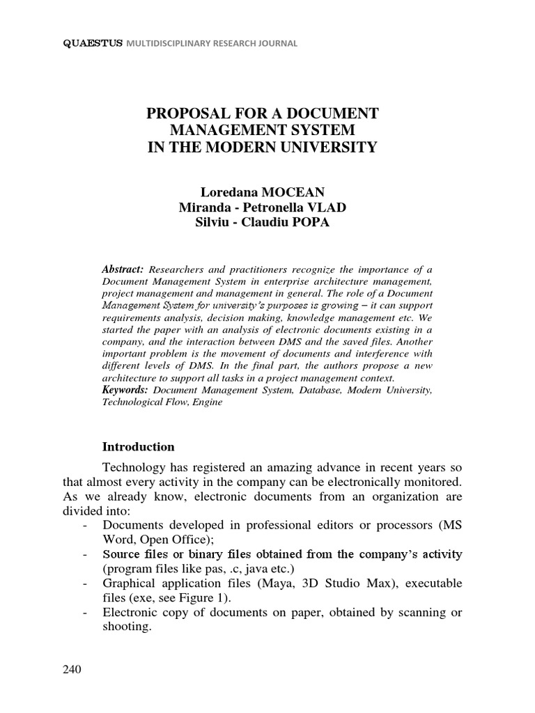 Proposal For A Document Management System in The Modern University ...