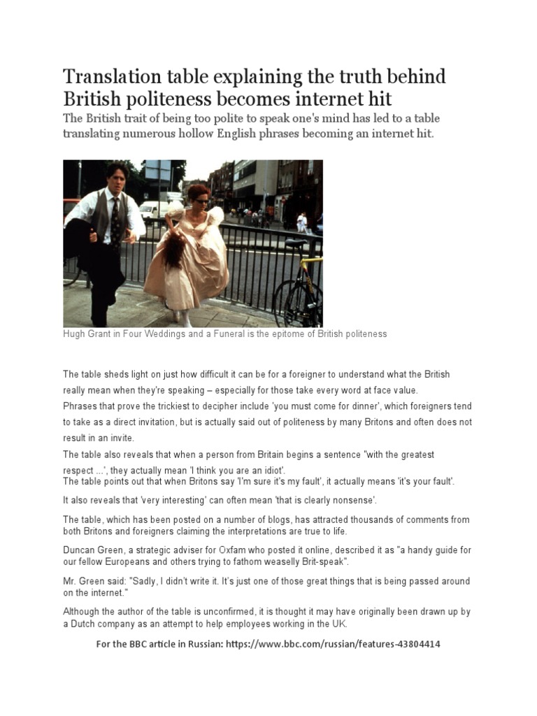 Truth Behind British Politeness | PDF | Truth