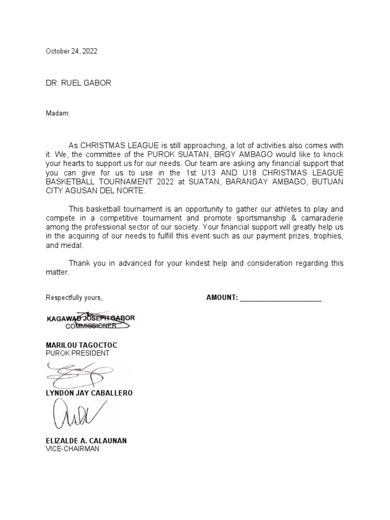 Solicitation Letter | PDF | Finance & Money Management