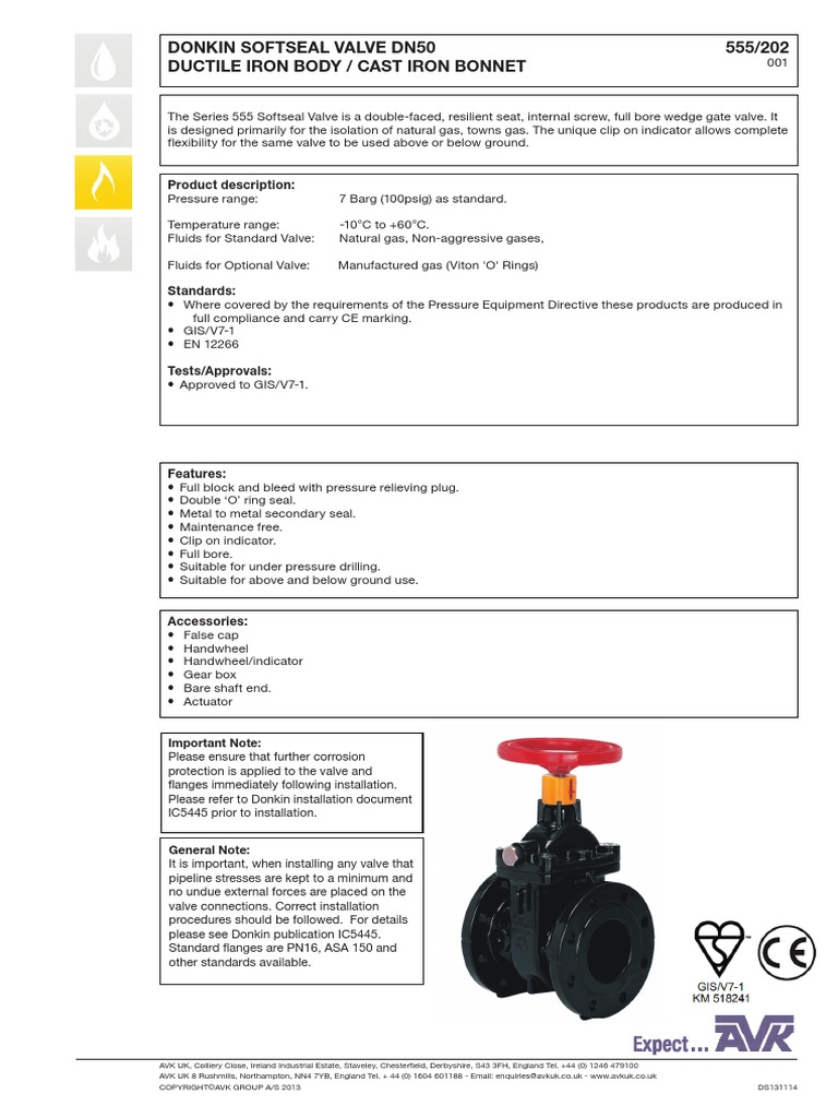 Avk 555 202 DS131114 | Download Free PDF | Valve | Mechanical Engineering