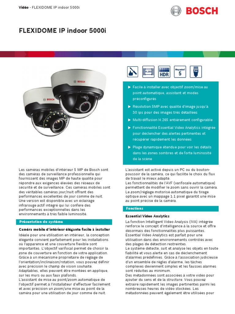 FLEXIDOME IP Indoor Data Sheet FRFR 32585937675 | Descargar gratis PDF ...