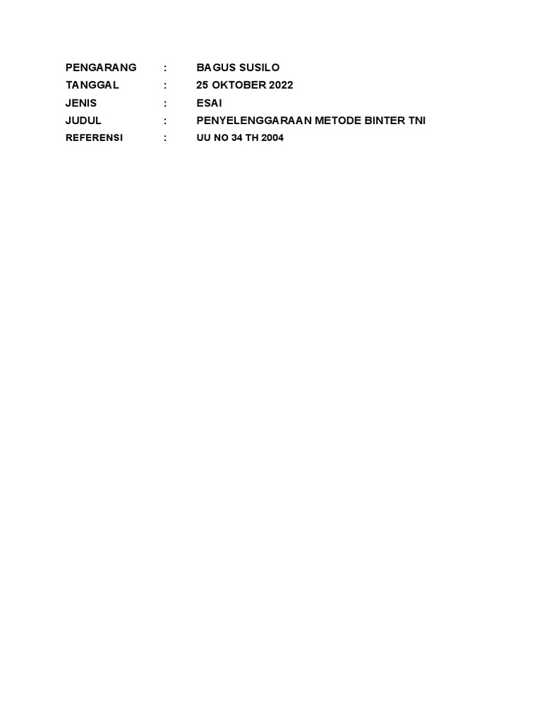 Pembinaan Teritorial Tni | PDF