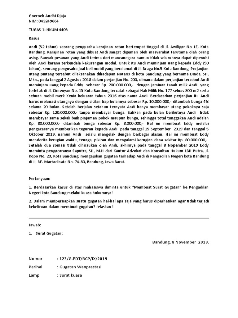 TUGAS 1 HKUM 4405 - Goeroeh Andhi Djaja 043249664 | PDF
