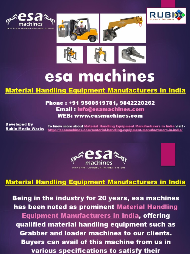 Material Handling Equipment Manufacturers in India - Esa Machines | PDF ...