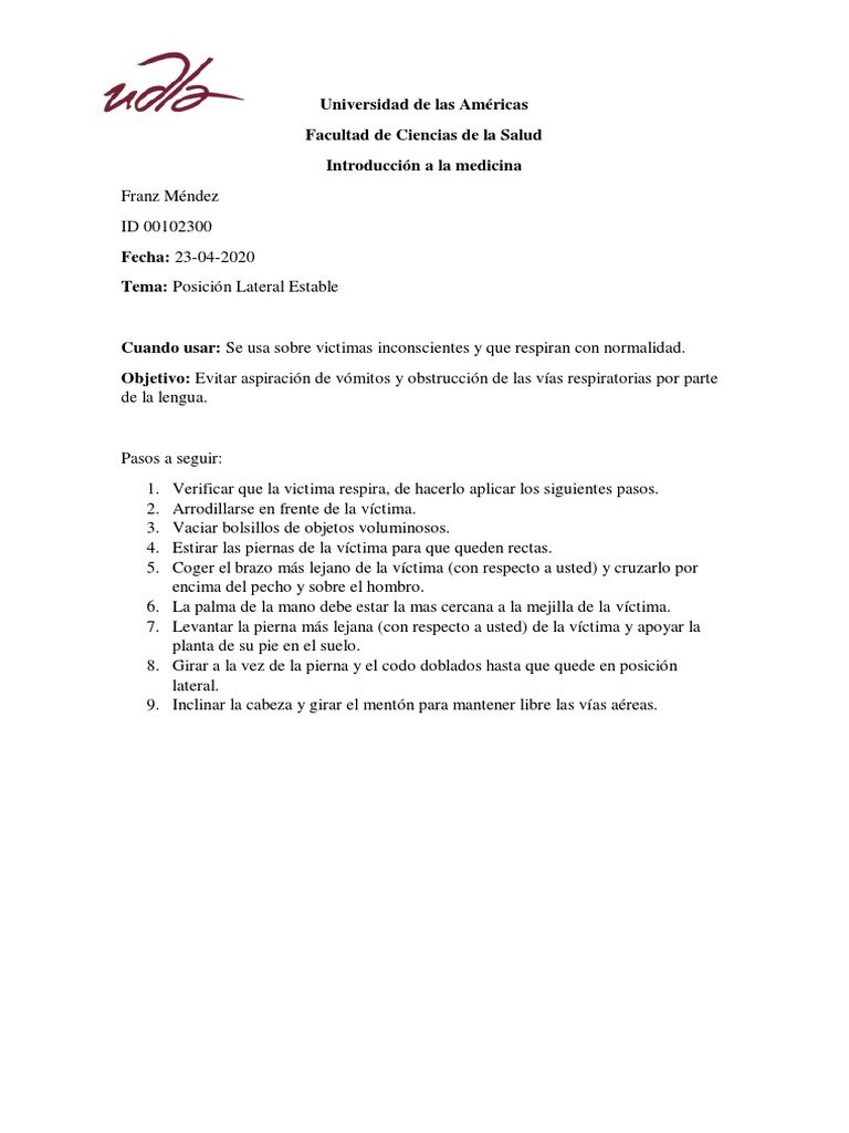 Posicion Lateral Estable | PDF